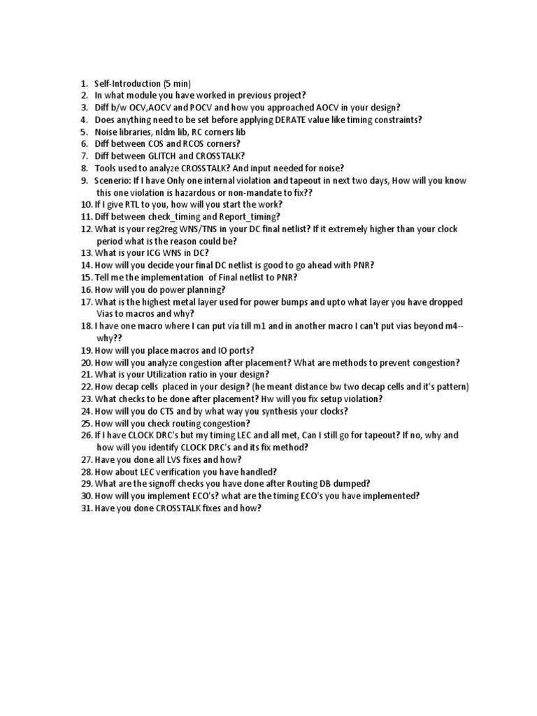 PD Interview Questions - Set1 | PDF