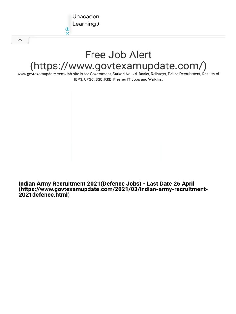 Indian Army Recruitment 2021 (Defence Jobs) - Last Date 26 April Free ...