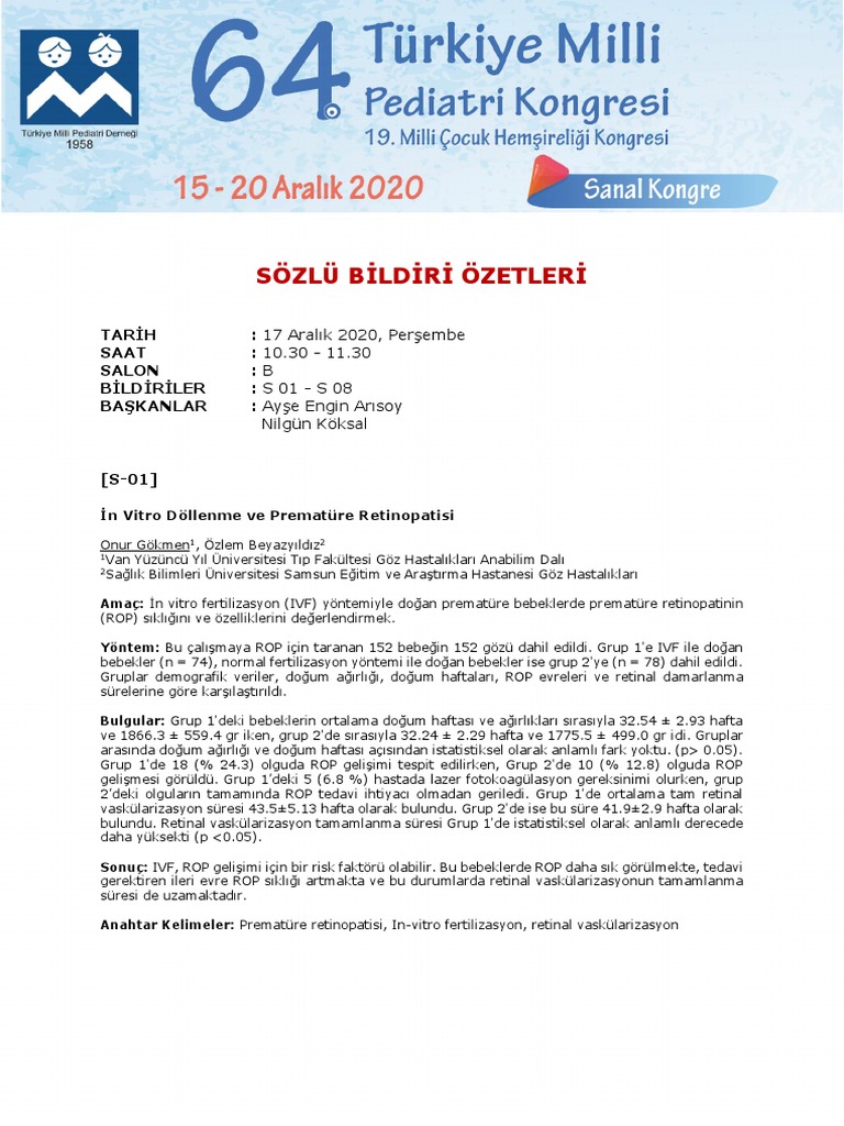 TMPK Sözlü Bildiri Özet | PDF