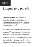 Langue vs. Parole in Linguistics | PDF | Linguistics | English Language