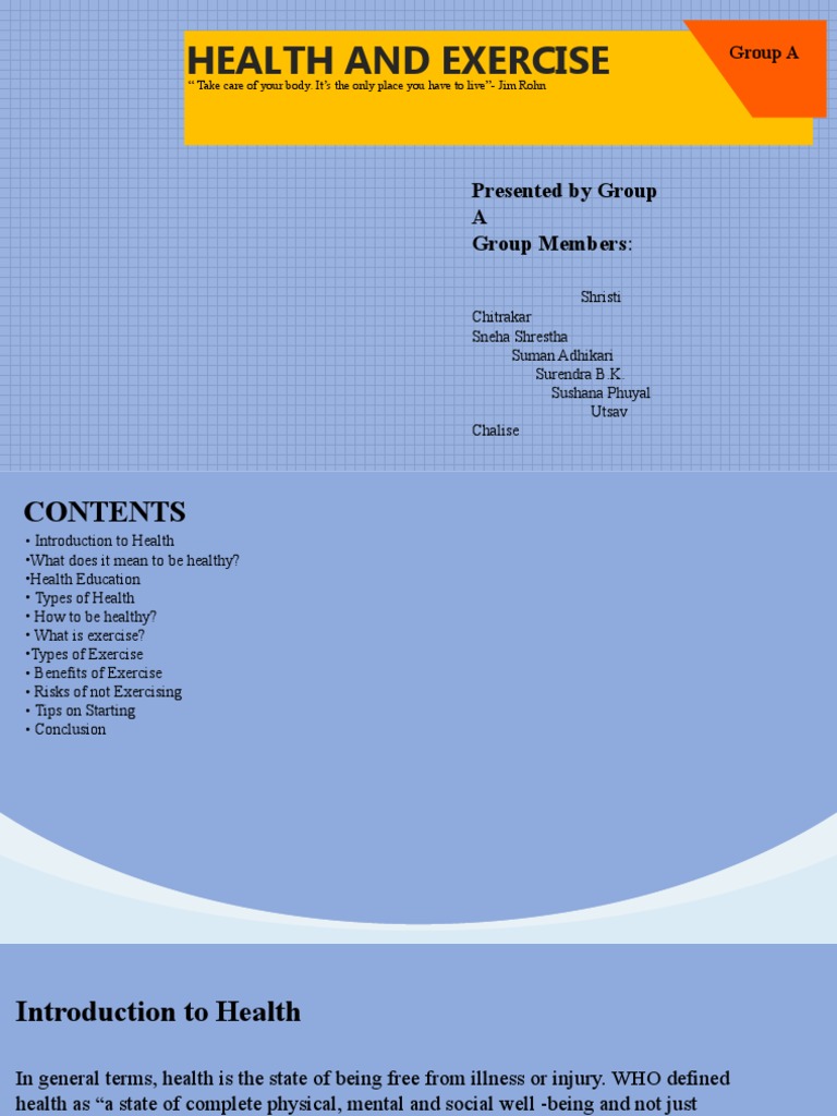 Health and Exercise Guide: Tips & Benefits | PDF | Strength Training ...