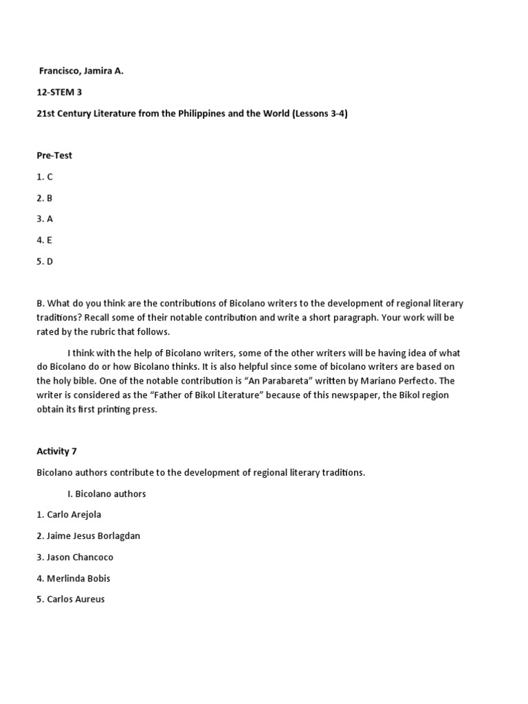 Bicolano Writers and Regional Literature | PDF | Written Communication ...