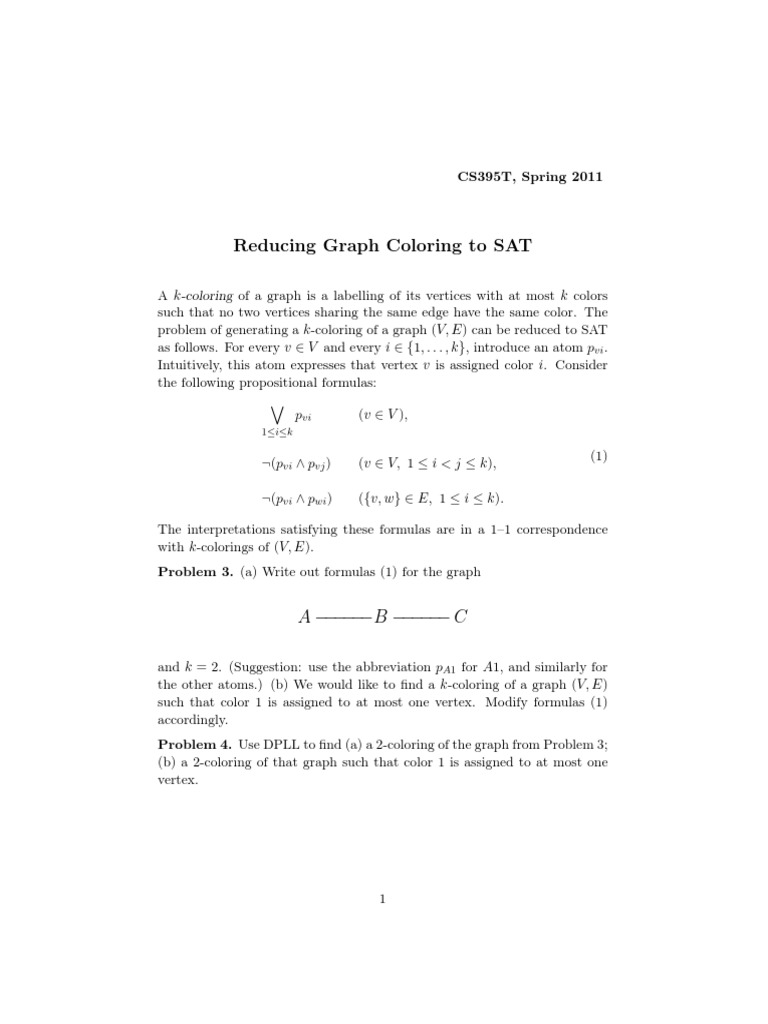 Reducing Graph Coloring To SAT | PDF