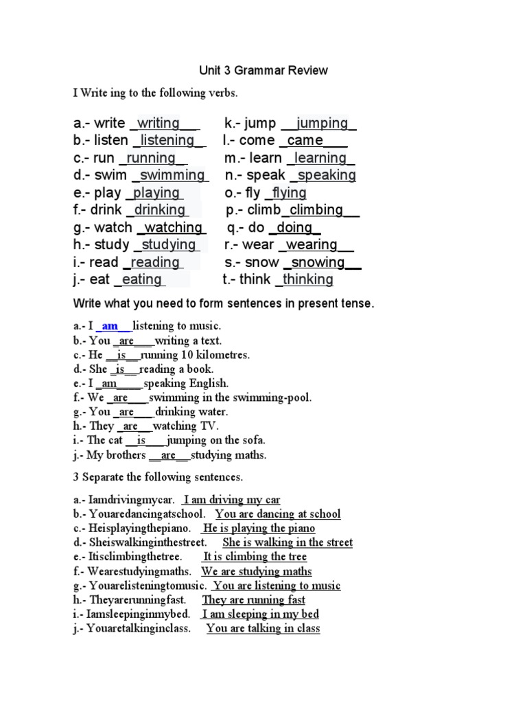Unit 3 Grammar Review | PDF