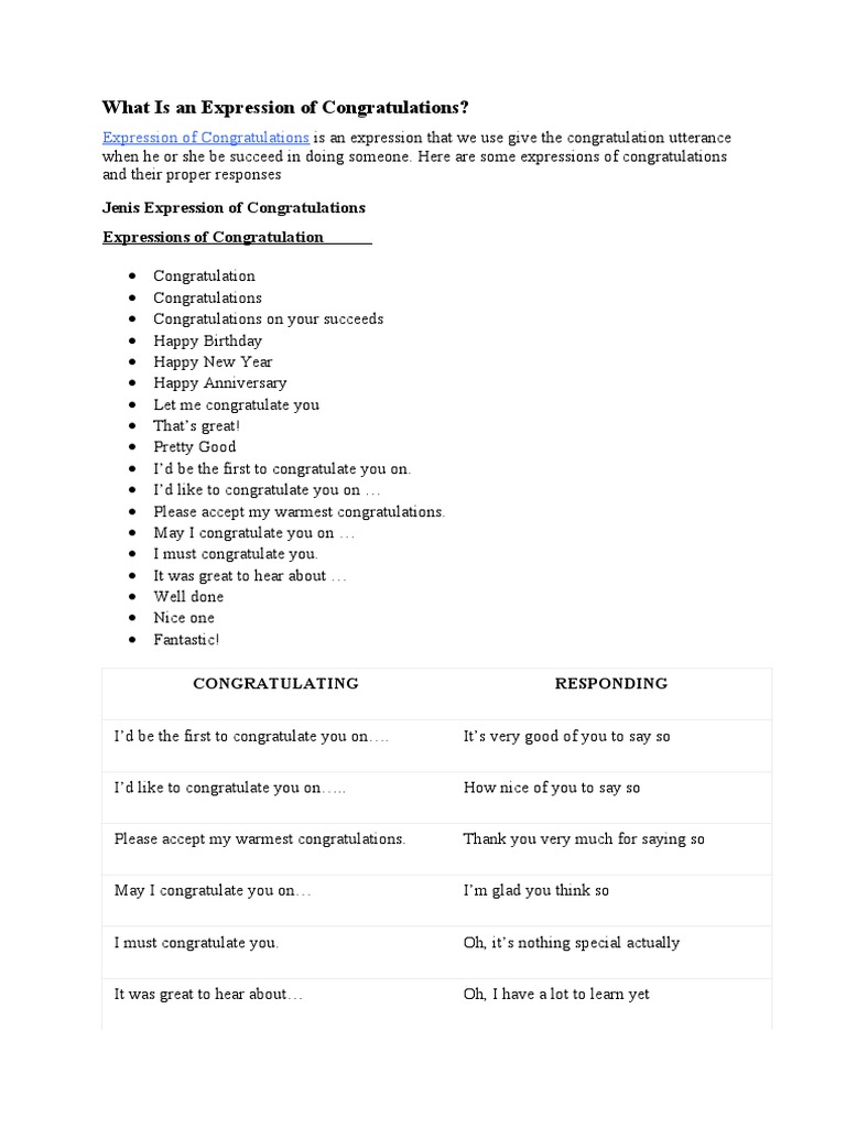 What Is An Expression of Congratulations | PDF | Career & Growth ...