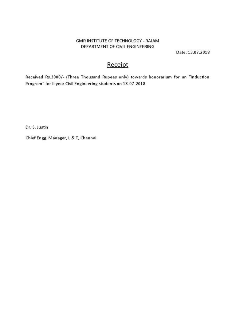 Guest Lecture Receipt | PDF