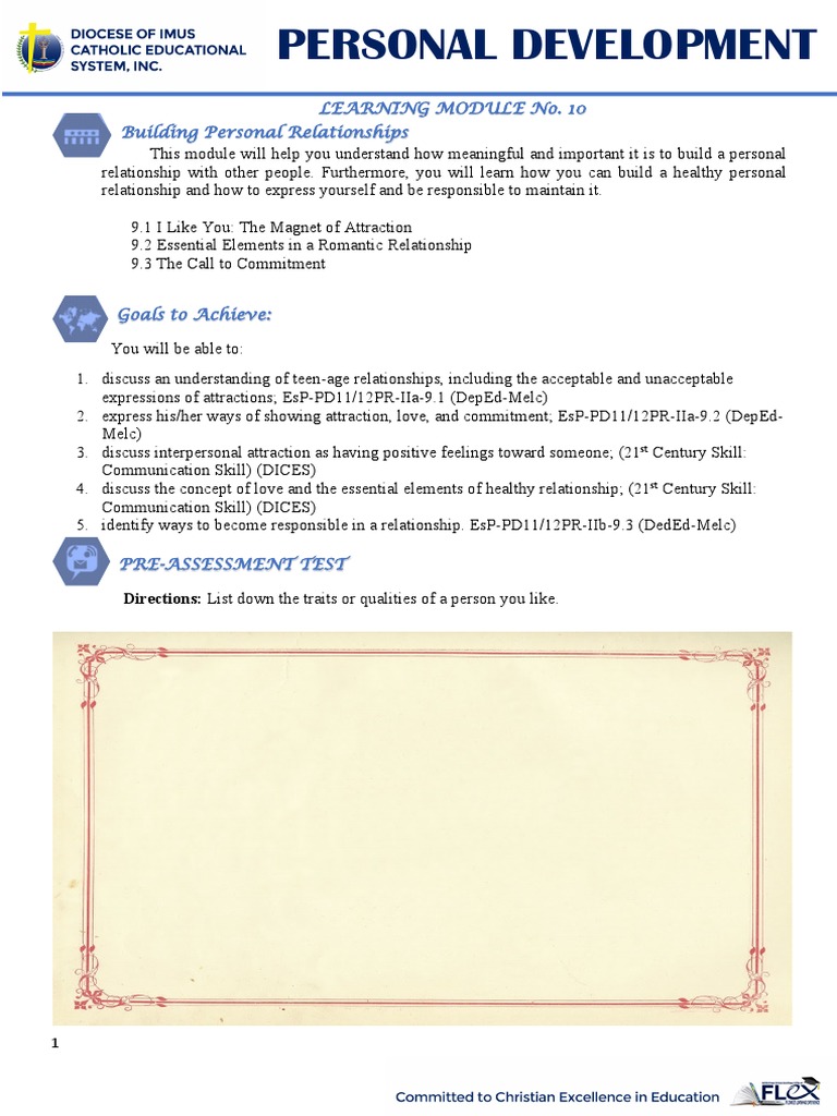 PerDev G.12 Module 10 | PDF | Romance (Love) | Intimate Relationships