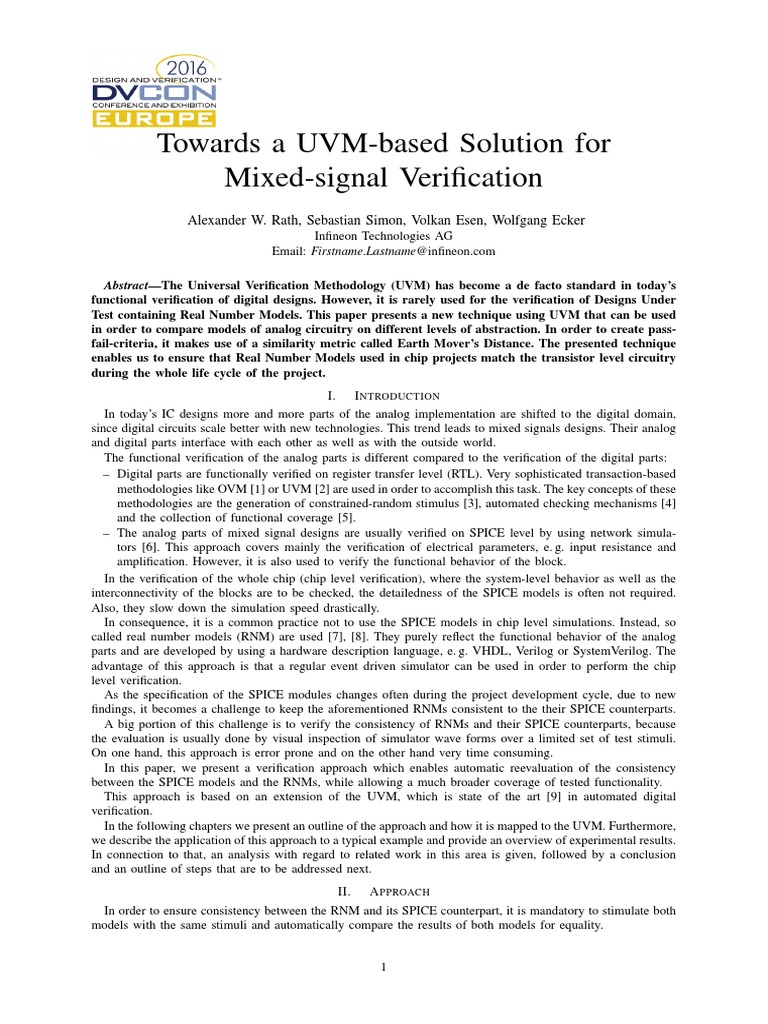 UVM-based Solution For Mixed Signal Verification | PDF | Analogue Electronics | Electronic Circuits