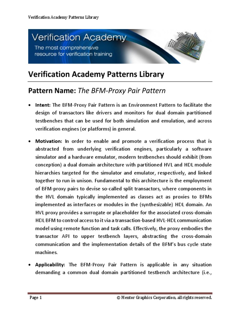 Verification Academy Patterns Library: Pattern Name: The BFM-Proxy Pair ...