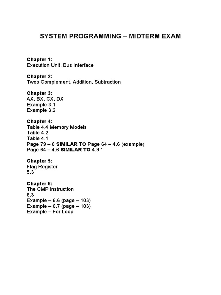 System Programming Midterm Exam Guide | PDF