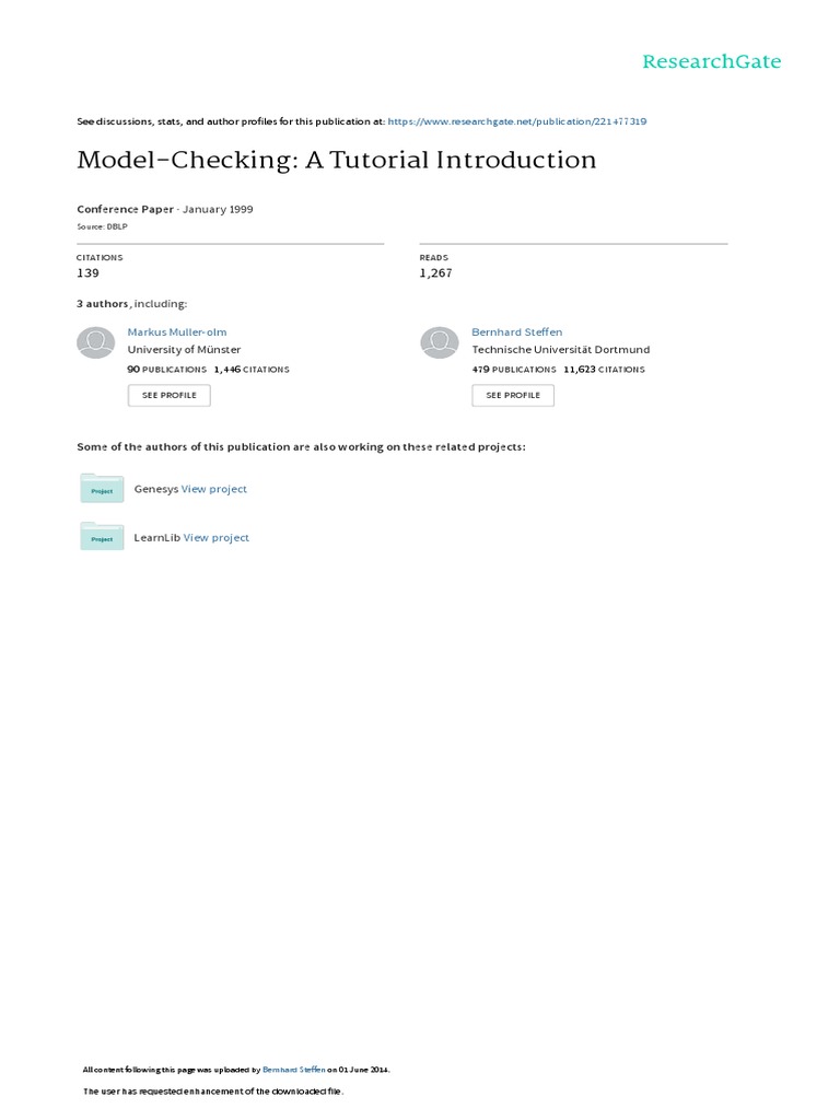 Model-Checking: A Tutorial Introduction: January 1999 | PDF | Modal ...
