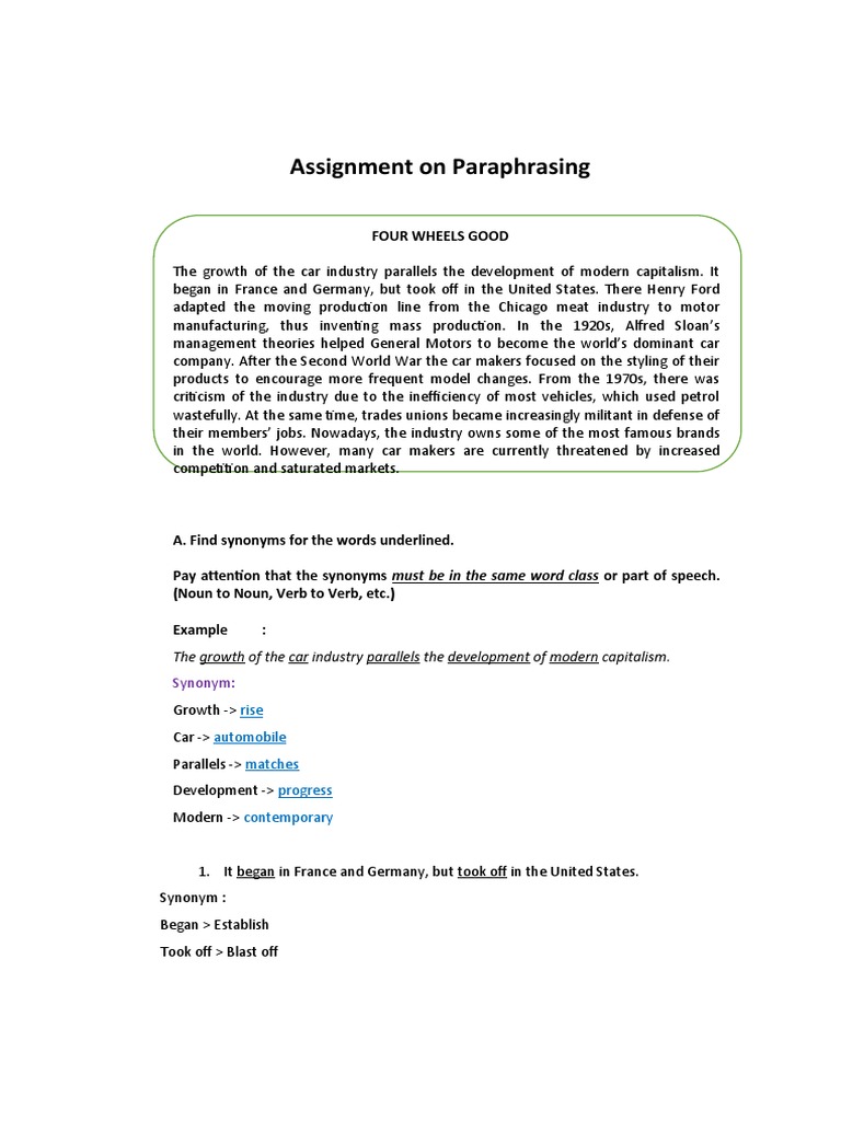 Assignment On Paraphrasing - Harvianti Fitri | PDF | General Motors | Car