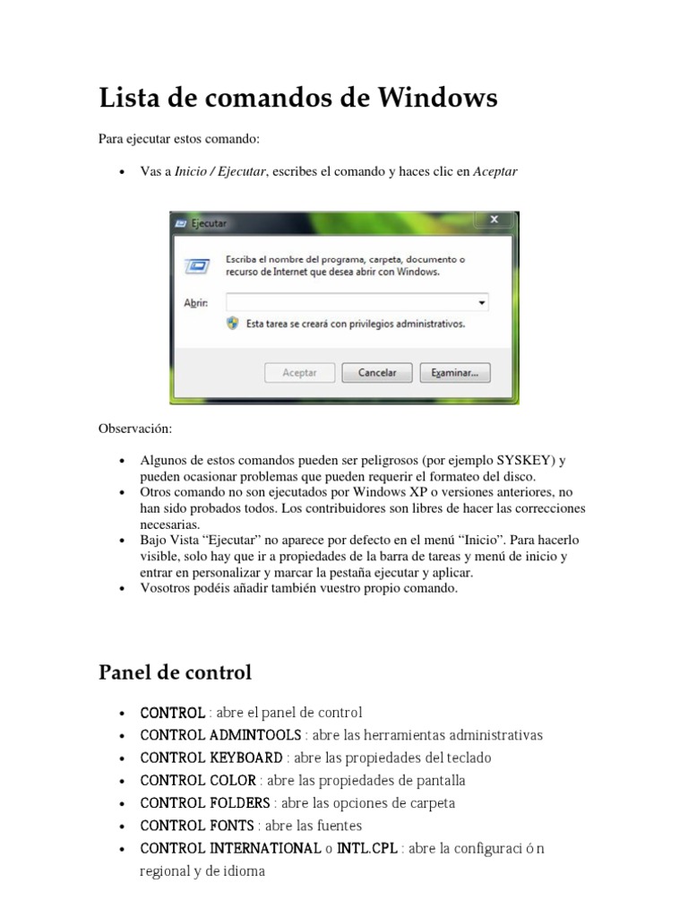 Lista de Comandos de Windows | PDF | Windows 7 | Microsoft Windows