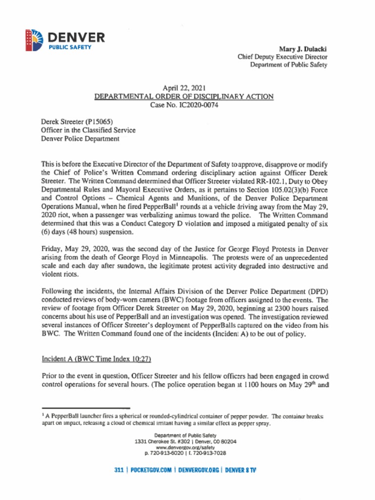 Derek Streeter Discipline Order | PDF