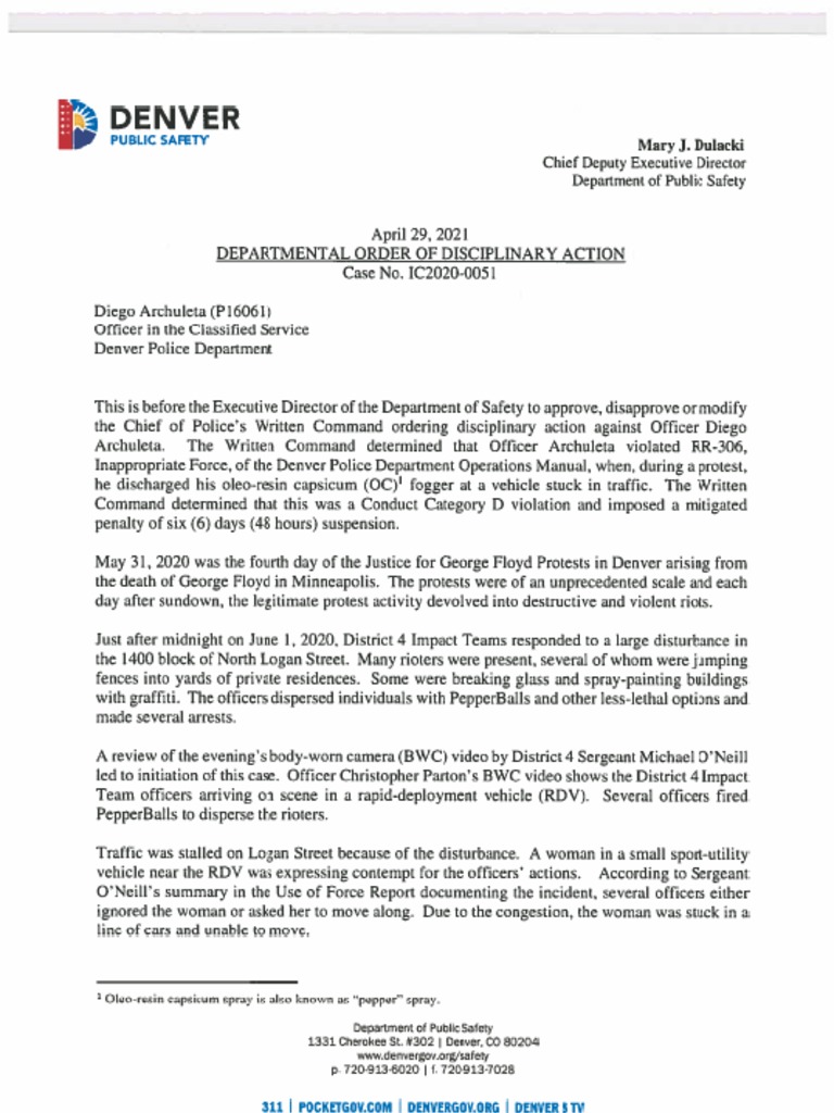 Diego Archuleta Discipline Order | PDF