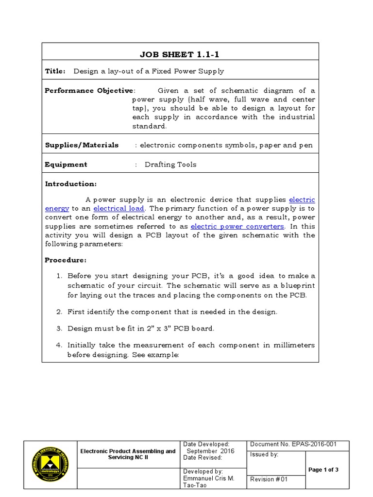JOB SHEET Drafting PCB | PDF | Printed Circuit Board | Electronics