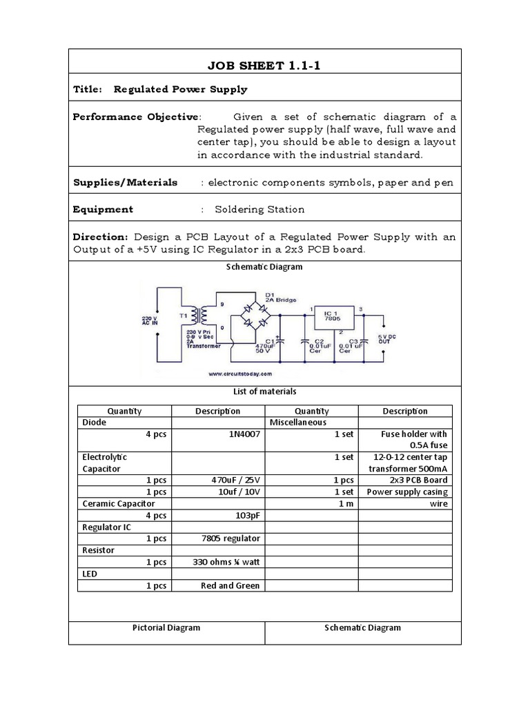 JOB SHEET 1 5v Regulated | PDF
