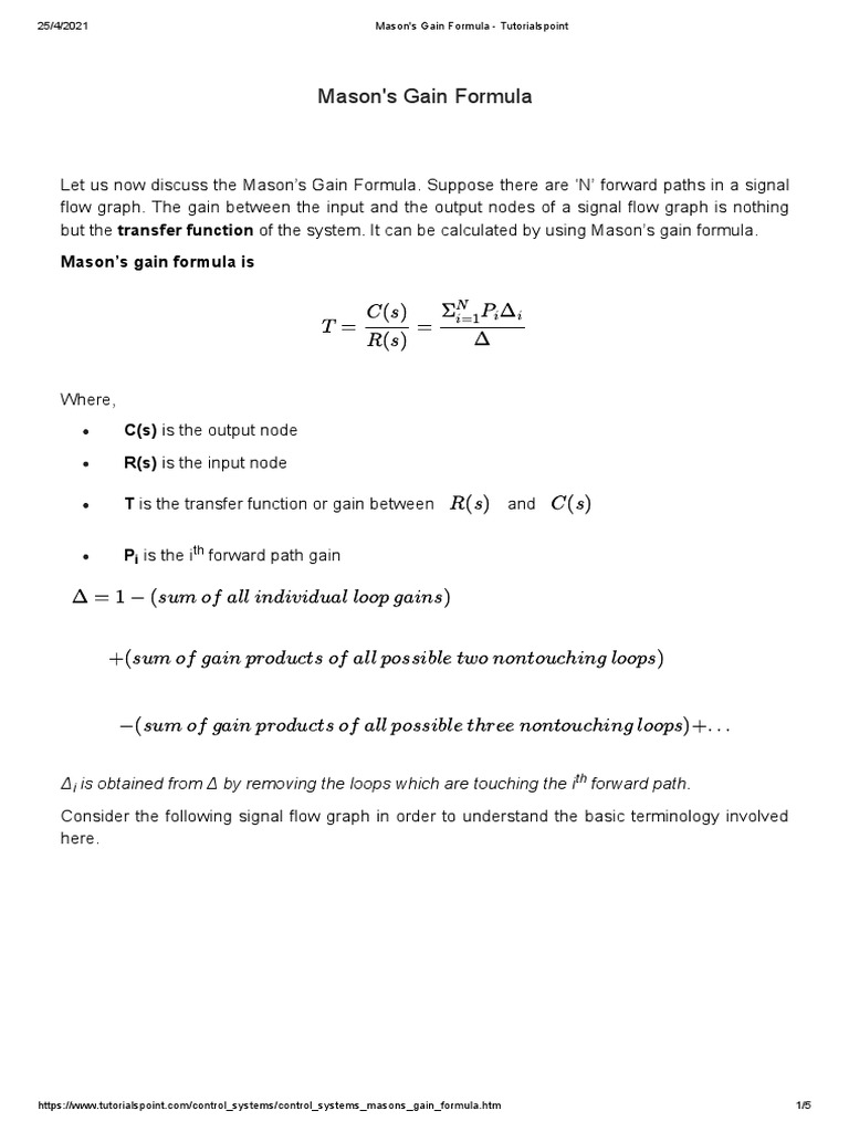 Mason's Gain Formula - Tutorialspoint | PDF | Telecommunications ...