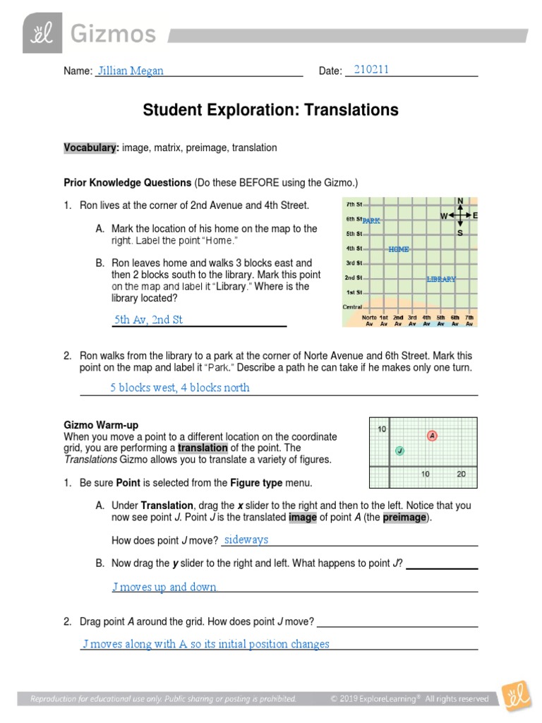 (Math) Gizmos Student Exploration: Translations | PDF | Vertex (Graph ...