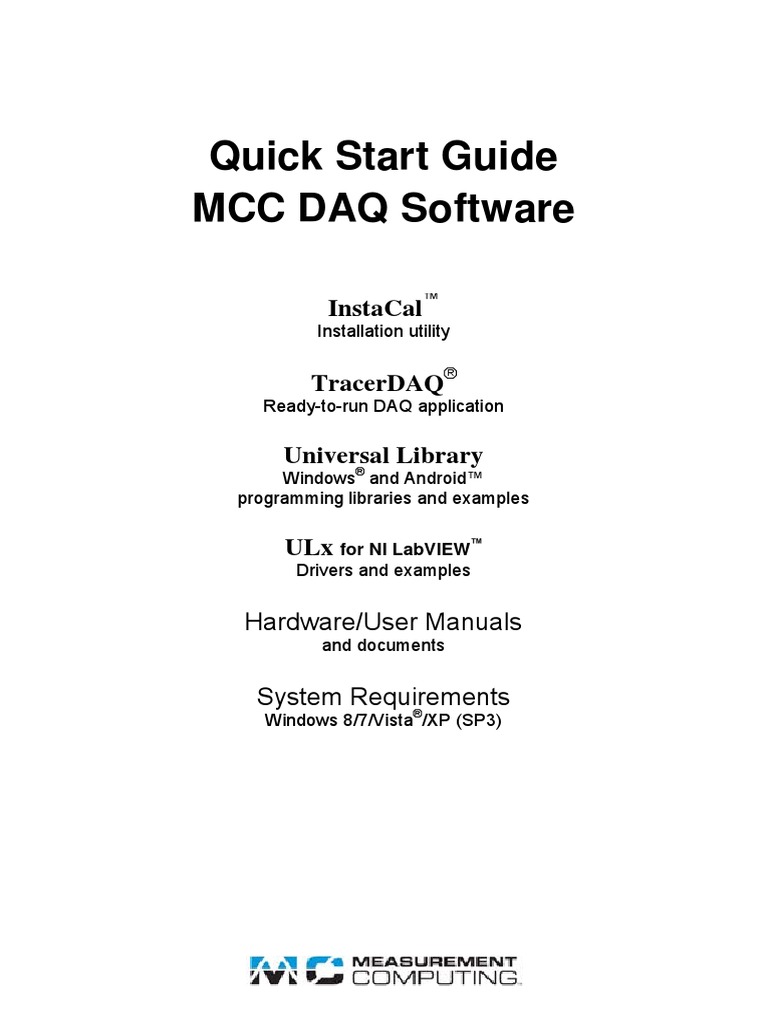 Quick Start Guide MCC Daq Software: Instacal | PDF | Microsoft Windows | Android (Operating System)