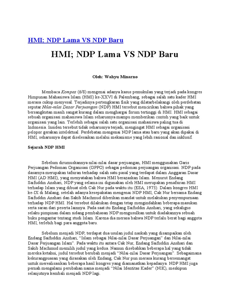 Memahami NDP HMI | PDF