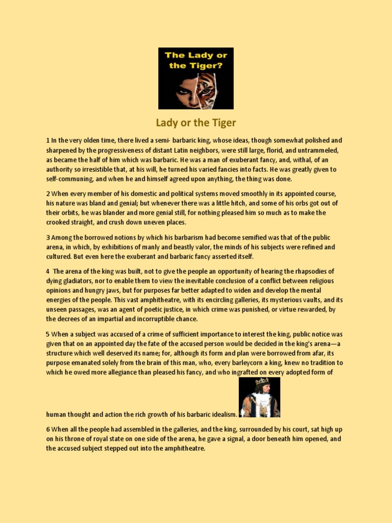 Lady or The Tiger and Questions DL Spring 2021 | PDF | Irony | Narration