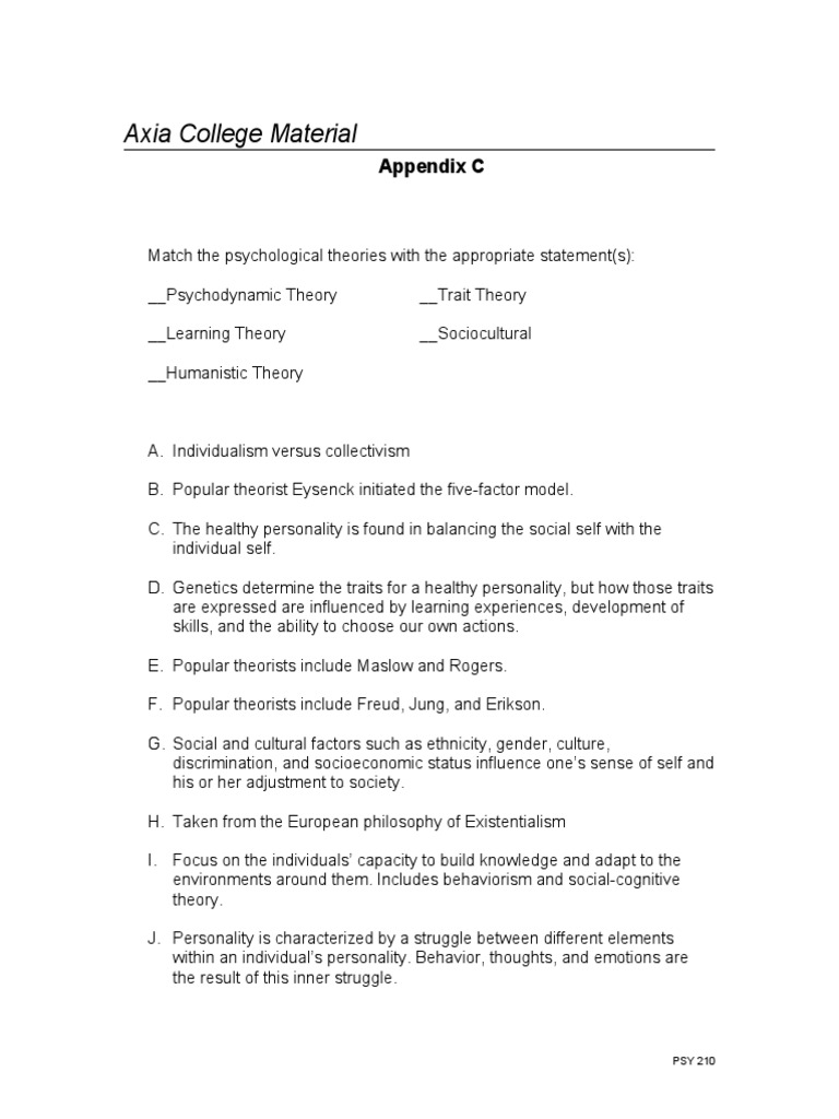 Axia College Material: Appendix C | PDF