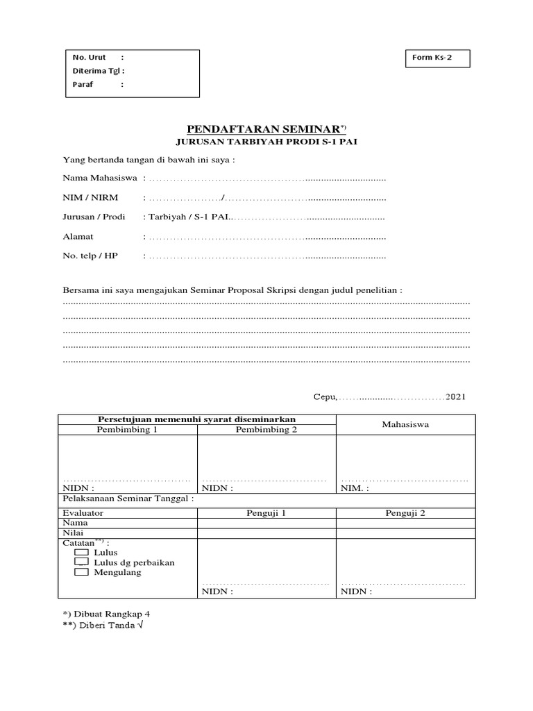 Formulir Pendaftaran Seminar | PDF