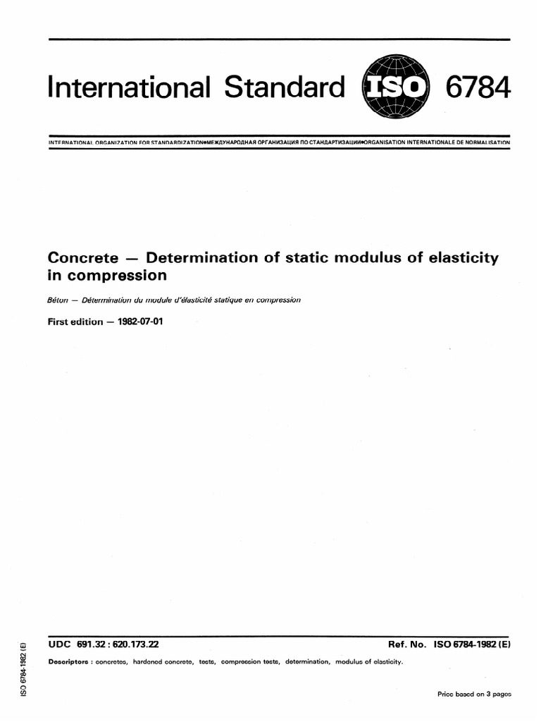 ISO 6784: Concrete Elasticity Testing | PDF | Strength Of Materials ...