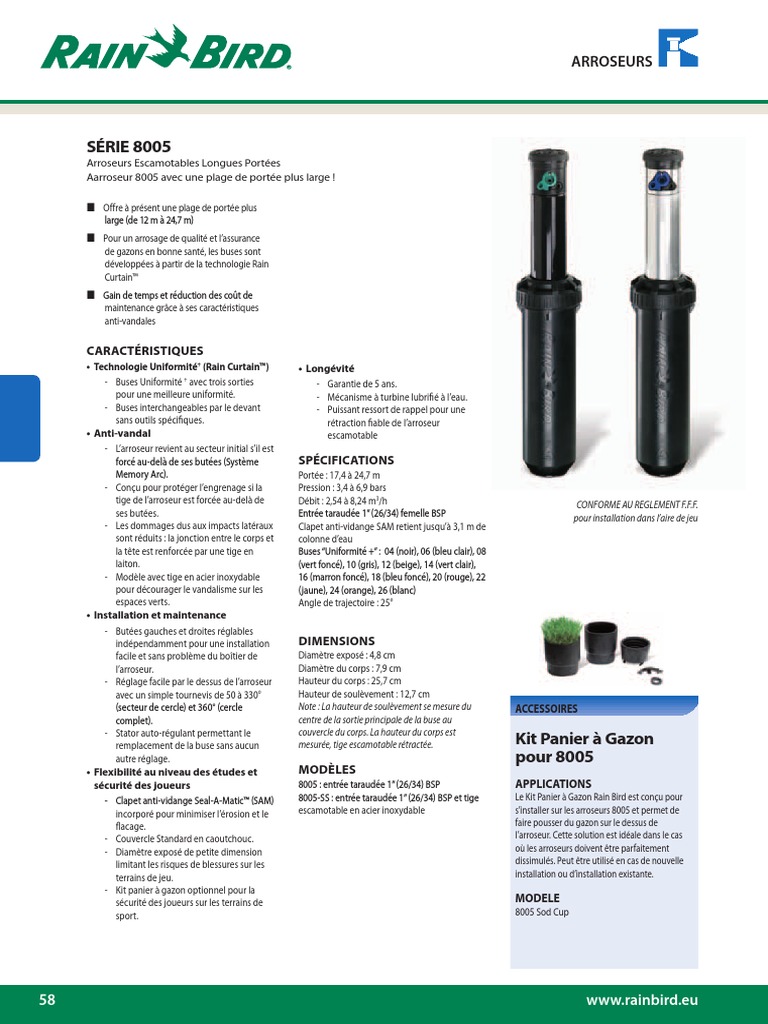 Arroseur Rain Bird 8005 Catalogue Kit Gazon | Descargar gratis PDF ...