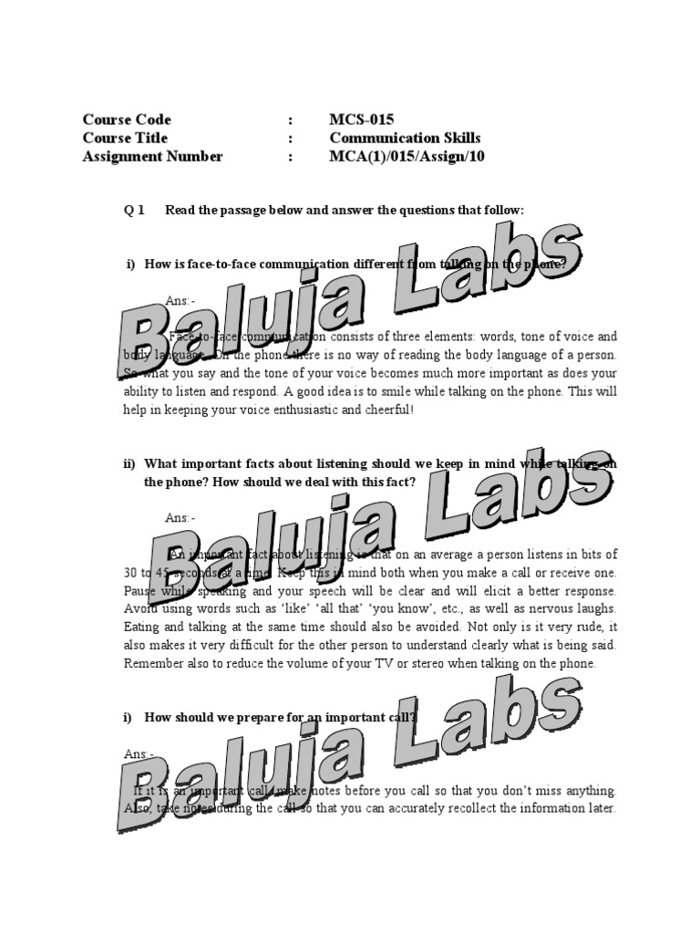 IGNOU MCA MCS-015 Solved Assignment 2010 | PDF | Bus | Conversation