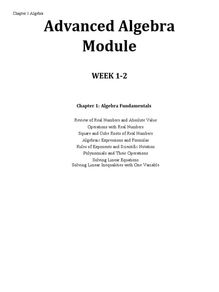 Advanced Algebra MODULE Week 1-2 | Download Free PDF | Set (Mathematics ...