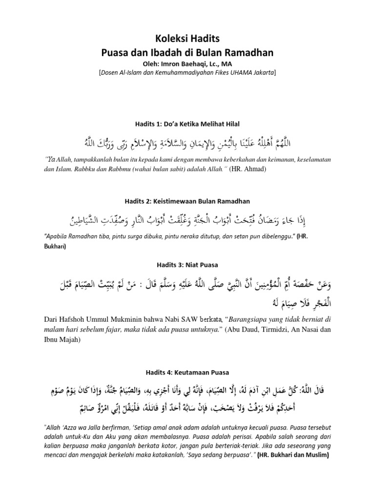Hadits Puasa dan Ramadhan | PDF