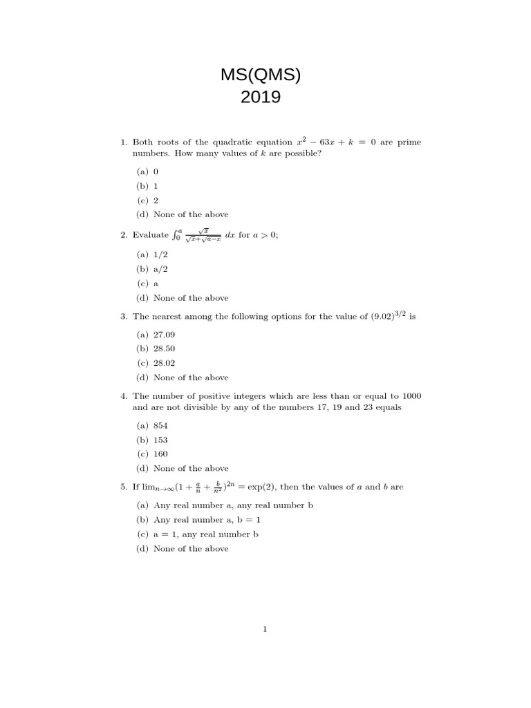 Analysis of Mathematical Concepts and Problem Solving Skills through a ...