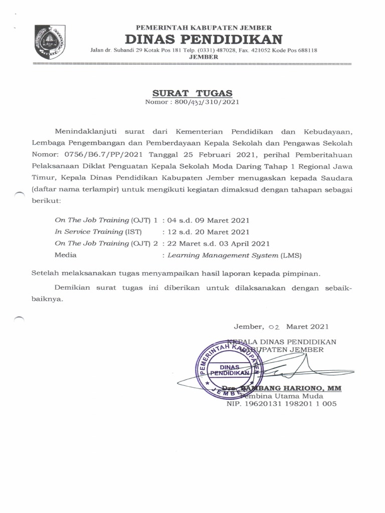 Surat Tugas Lms | PDF