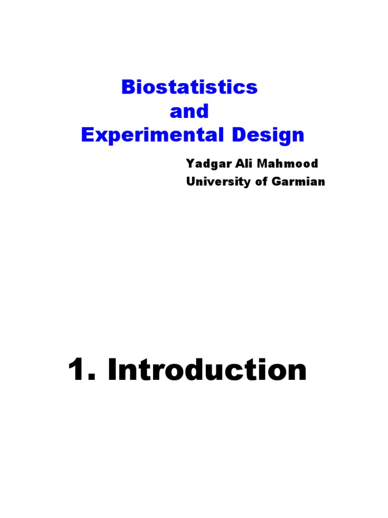 Biostatistics and Experimental Design: Yadgar Ali Mahmood University of Garmian | PDF | Variance ...