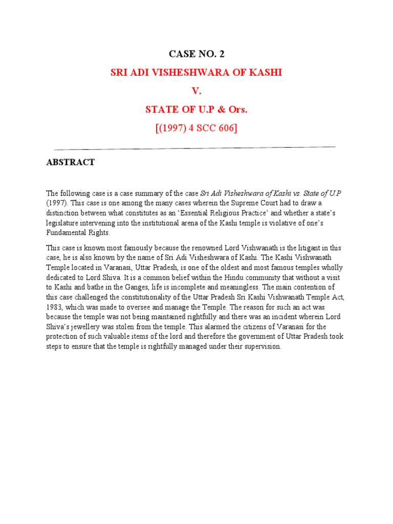 Religious Case Analysis | PDF | Supreme Court Of India | Appeal