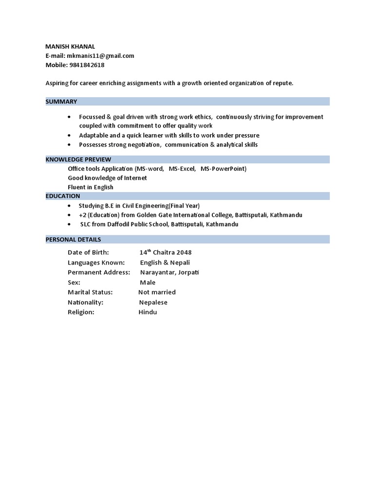 Manish CV