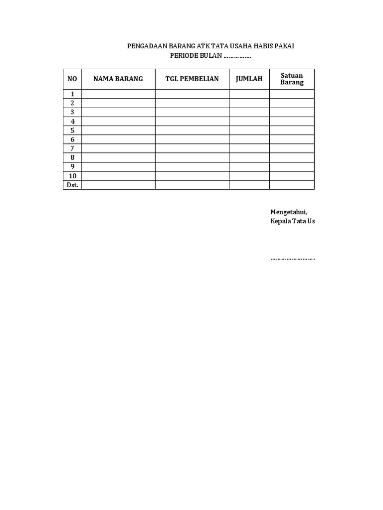 Format Barang ATK TU | PDF | Pengelolaan Keuangan & Uang | Teknologi ...