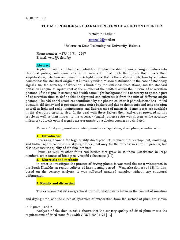 Metrix of A Photon Counter | PDF | Plum | Photon