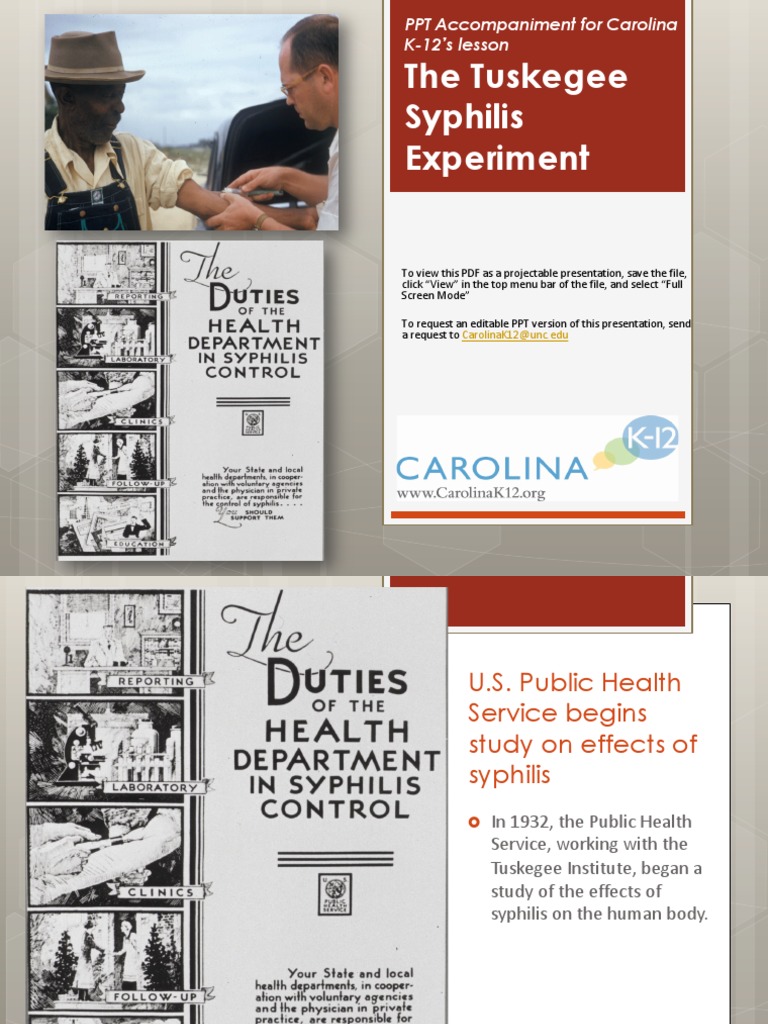 The Tuskegee Syphilis Experiment: Carolinak12@Unc - Edu | Download Free ...