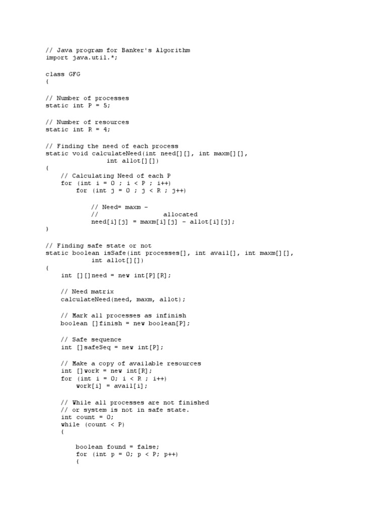 Bankers Algorithm In Java Pdf Mathematical Logic Computer Engineering 
