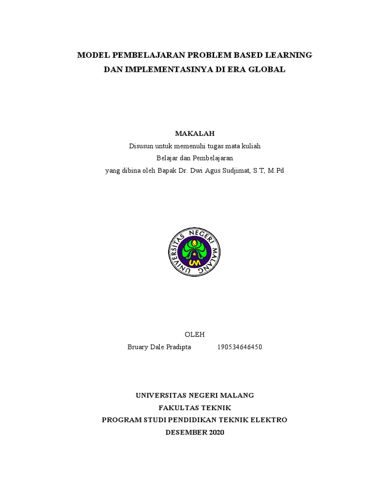 Model Pembelajaran Problem Based Learning | PDF | Karier & Perkembangan | Seni