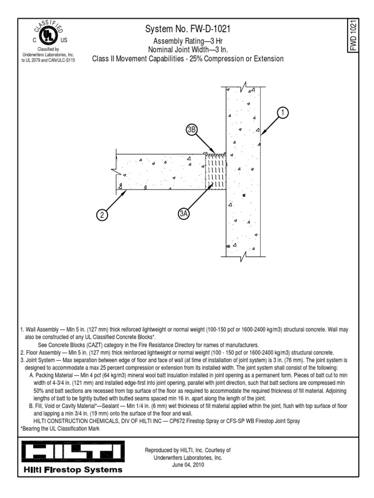 Firestop Joint System Specifications | PDF | Concrete | Architectural ...