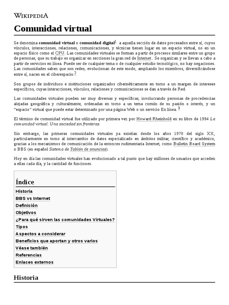 Comunidad Virtual | PDF | ciberespacio | Comunicación por medio de ...