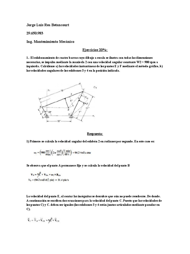 Entrega de Ejercicios (Mecanismos) 20% | PDF
