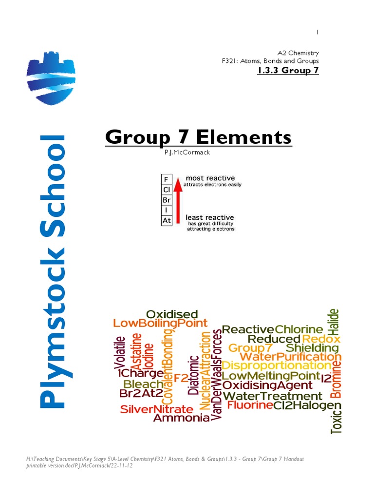 Group 7 Handout Printable Version | PDF | Chlorine | Intermolecular Force