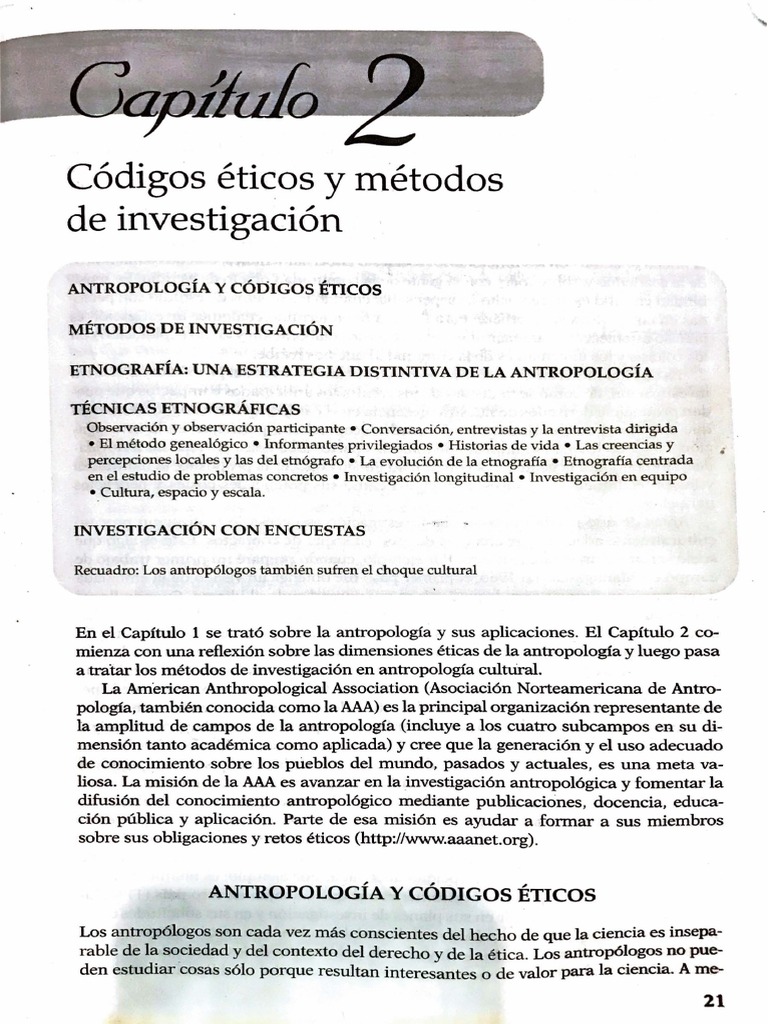 Antropología Cultural Cap 2 Kottak-1 | PDF | Etnografía | Antropología