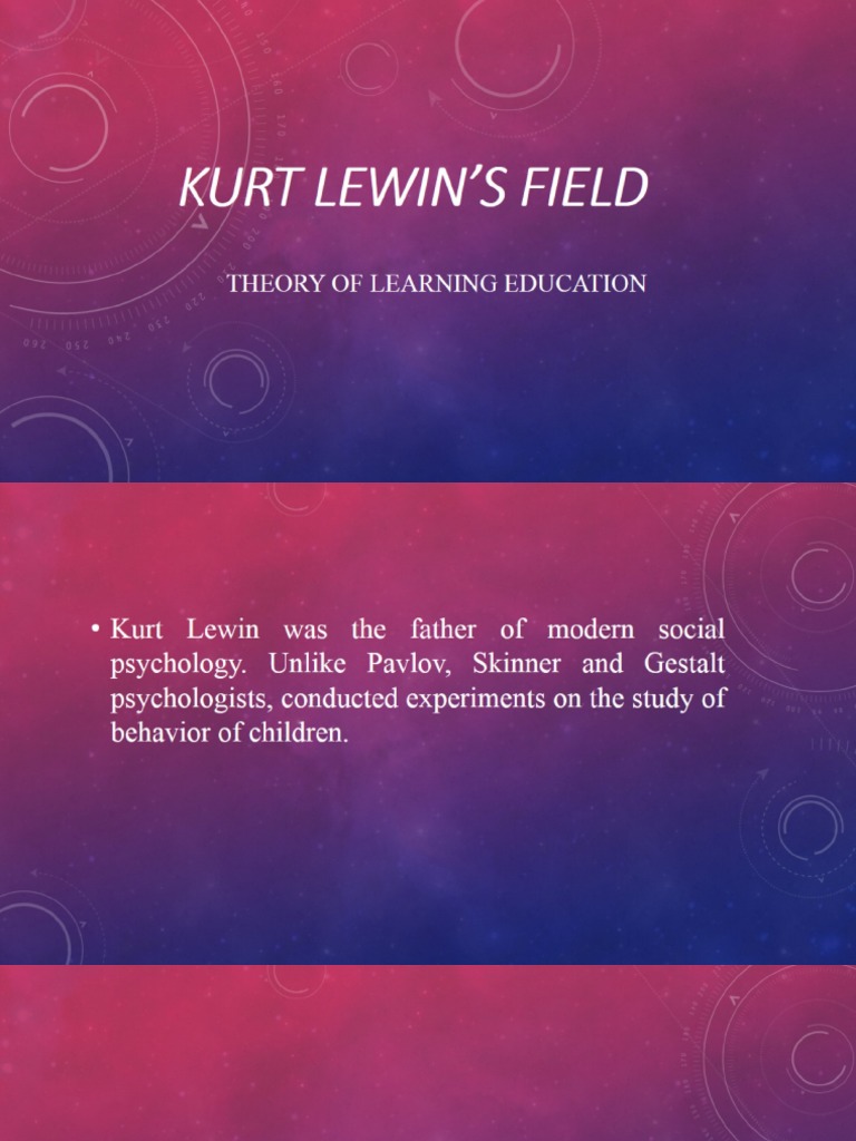 Kurt Lewin's Field: Theory of Learning Education | PDF