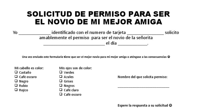 Formulario Oficial De Solicitud De Novia